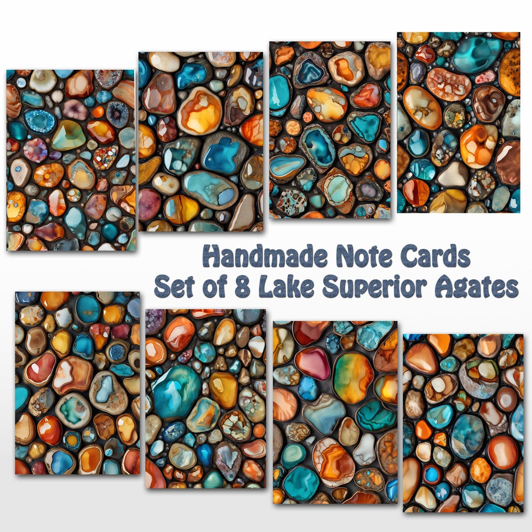 Handmade Lake Superior Agates Note Cards - Blank Stone Greeting Card ...