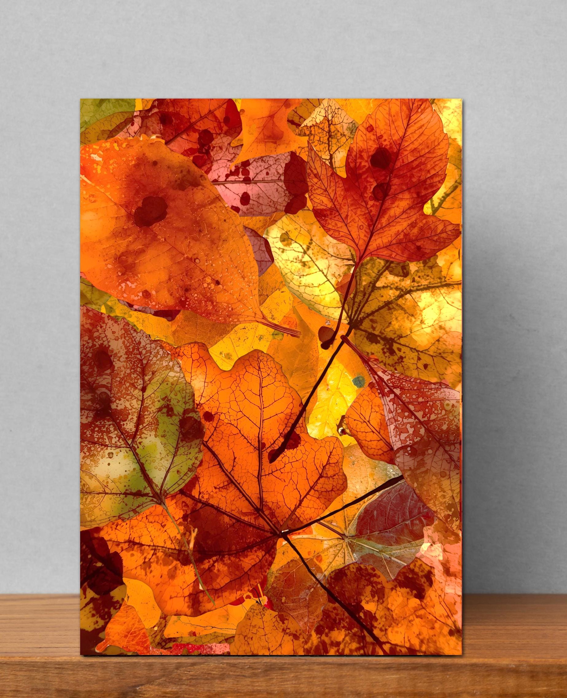 Abstract Fall Leaves Note Cards - Set of 8 Blank 5x7 Autumn Stationery ...