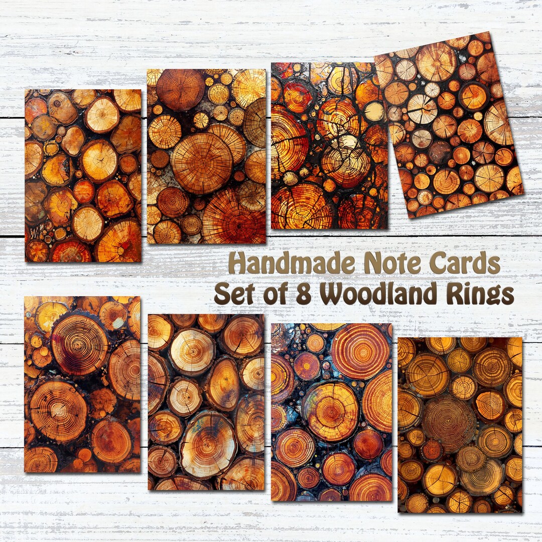Woodland Tree Ring Note Card Set - Nature-inspired Tree Art Cards ...