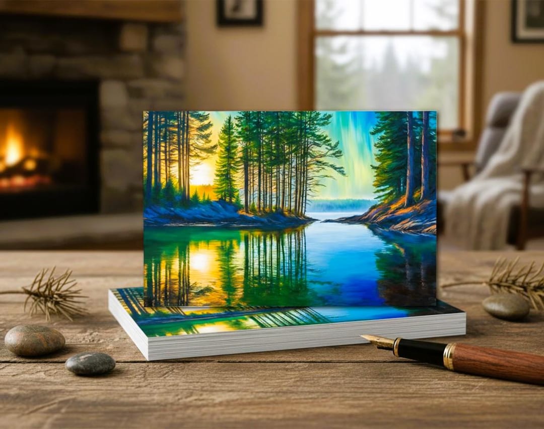 Set of 8 Different Water Reflection Note Cards - Handmade Nature ...