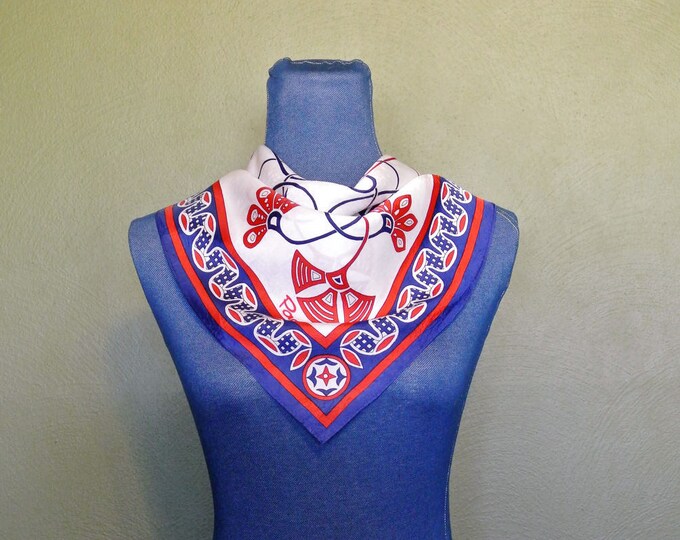 Vintage Paoli Acetate Scarf, Red, White, and Blue - Etsy