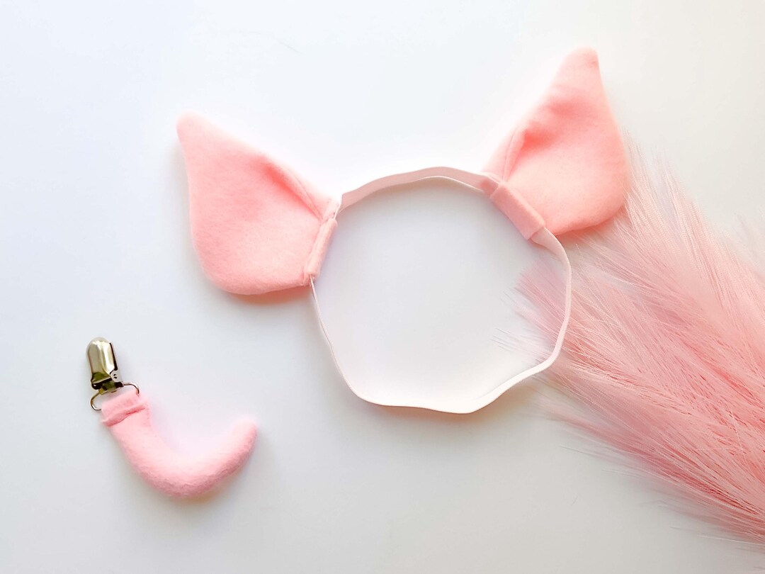 PINK Baby PIG Piglet EARS Headband, Optional Tail, Baby Size, Light ...
