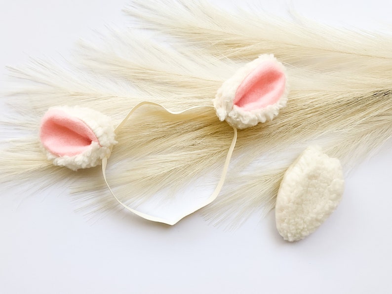 SHEEP LAMB Ears HEADBAND And/or Tail Ivory and Pink Optional - Etsy