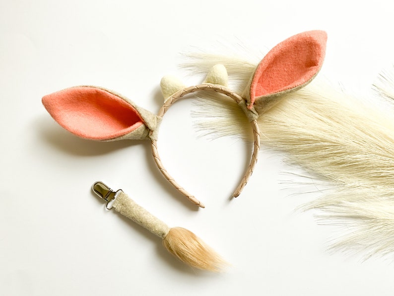 TAN GOAT Costume Headband Ears And/or Tail, Goatee, Tiny Horns, Toddler ...