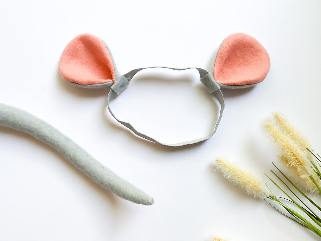 Baby GRAY MOUSE EARS Headband, Child Kid Adult Size, Gray and Coral ...