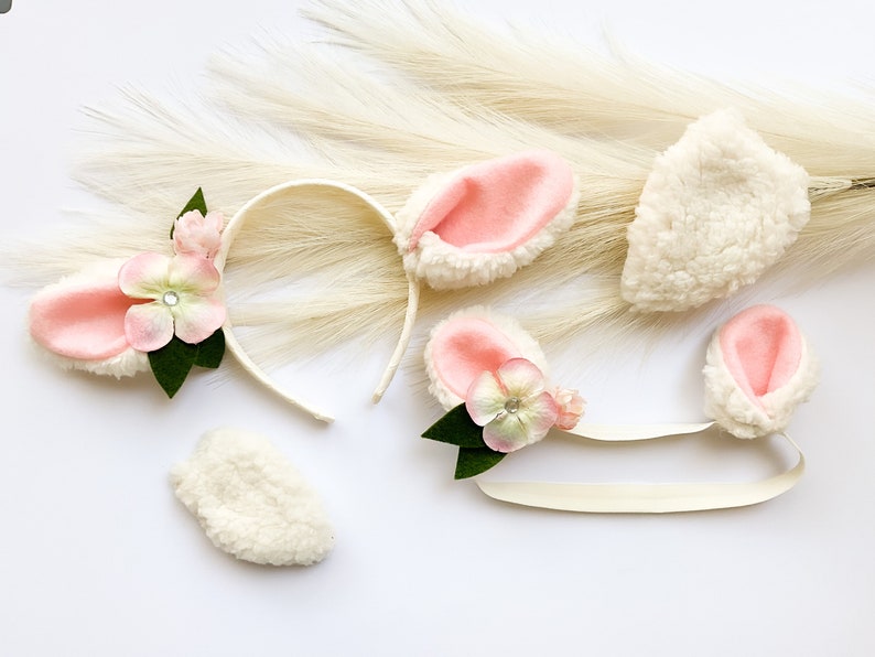 SHEEP LAMB Ears HEADBAND And/or Tail Ivory and Pink Optional - Etsy