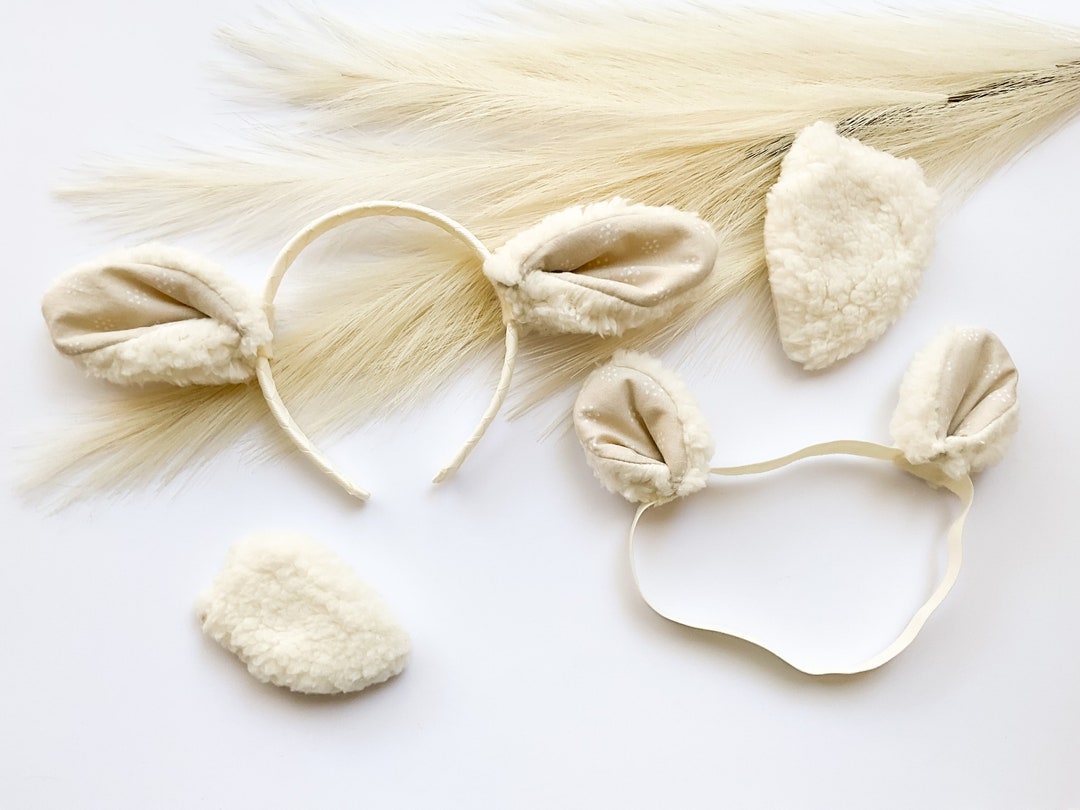 SHEEP LAMB Ears HEADBAND And/or Tail, Ivory With Light Tan Dot Print ...