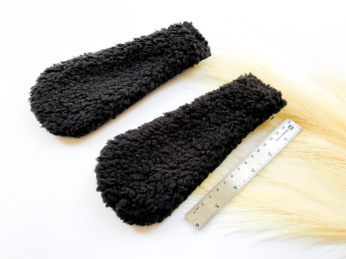BLACK PUPPY DOG Costume Ears Clips And/or Tail, Fluffy Ears Style ...