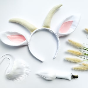 White Goat Costume Headband With Ears, Tail and Goatee - Etsy