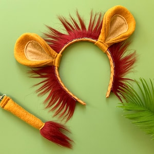 LION Ears Mane Headband And/or Tail, Golden Brown Red, Toddler Kid ...