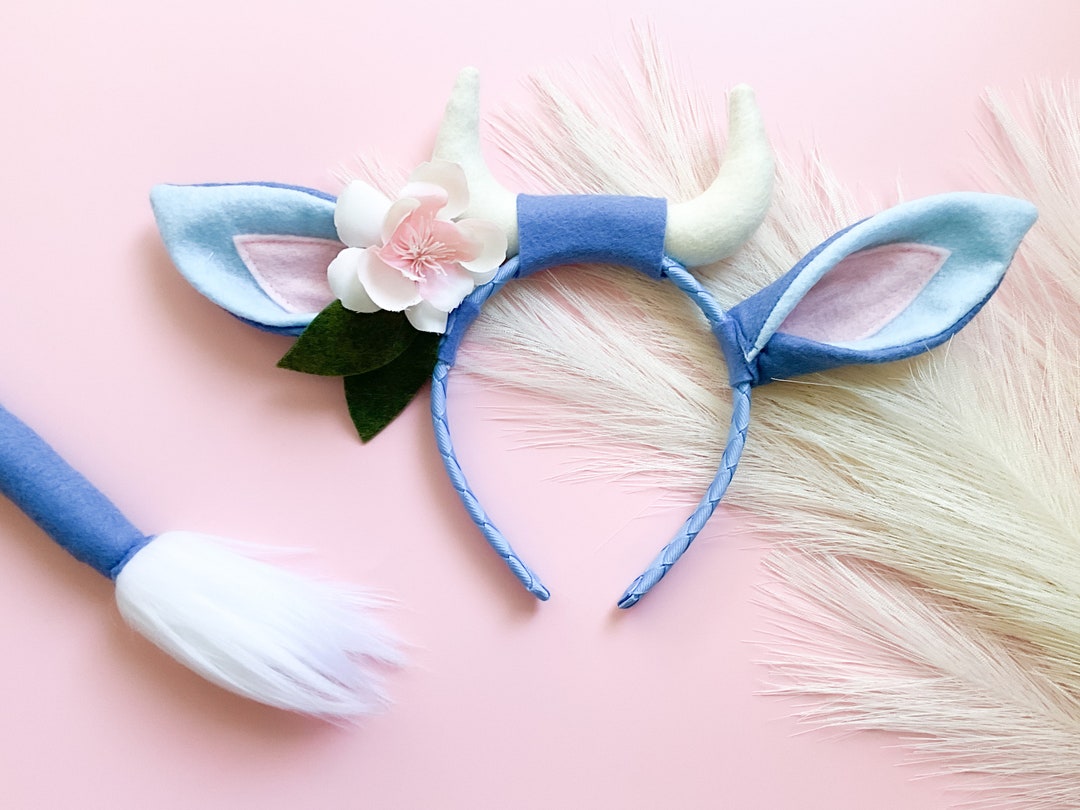 BLUE OX Costume Headband And/or Tail, Optional Flower, Medium Blue ...