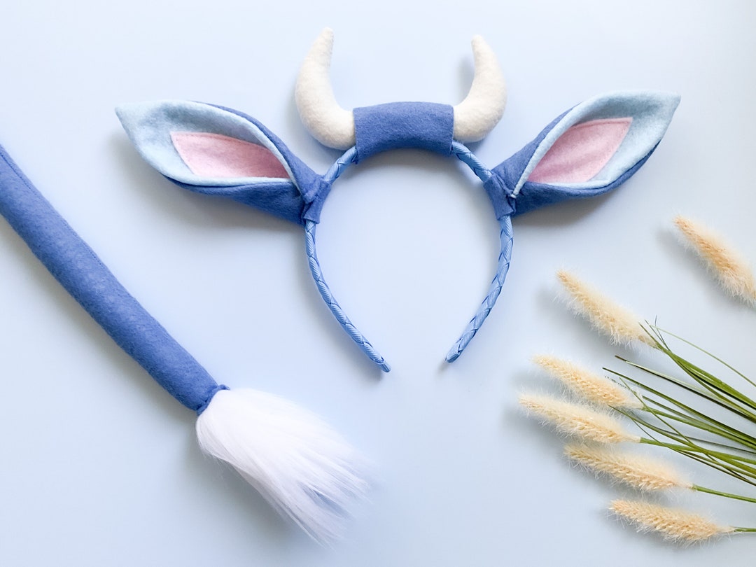 BLUE OX EARS Headband With Horns And/or Tail, Medium Blue, Costume ...