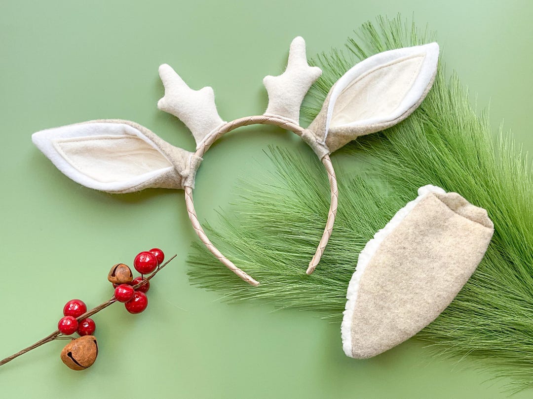 REINDEER Headband Deer Ears And/or Tail, Light Tan Deer Costume, Baby ...