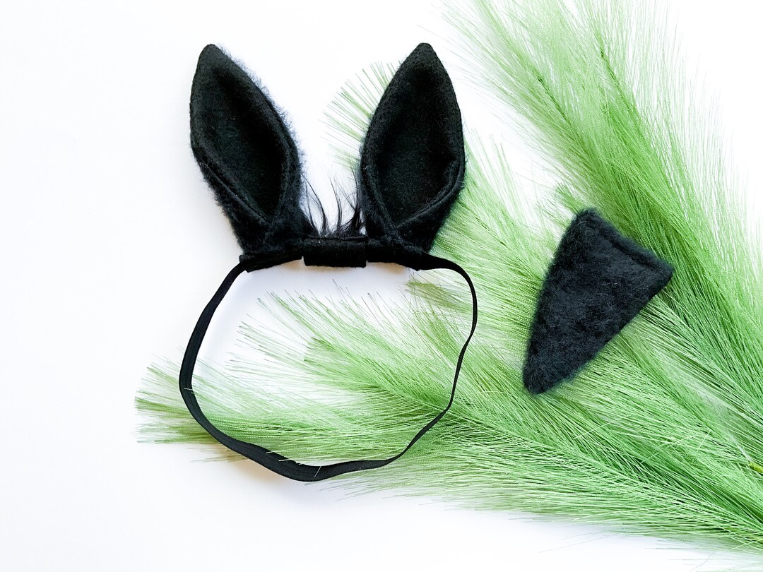 BLACK LLAMA ALPACA Ears Costume Headband And/or Tail, Black Fuzzy, Baby ...