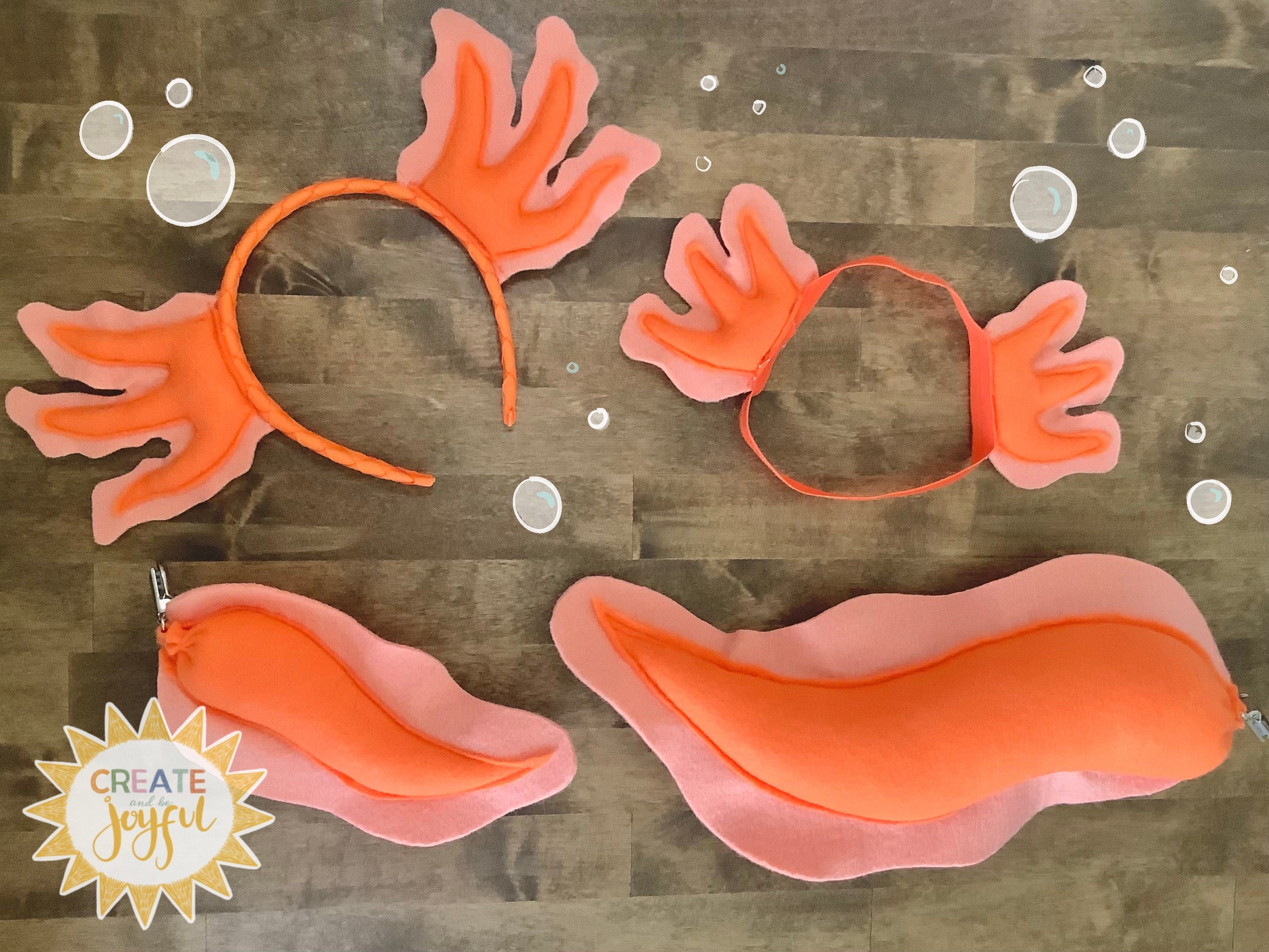 Orange AXOLOTL Costume Gills Headband And/or Tail Baby - Etsy