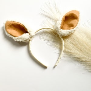 SHEEP Costume Headband And/or Tail , Ivory White and Tan, Toddler Child ...