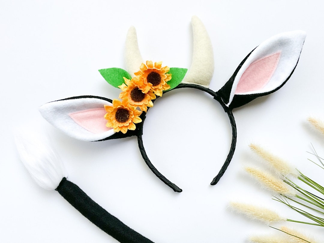 Black and White COW Costume Headband Ears And/or Tail, Sunflowers ...