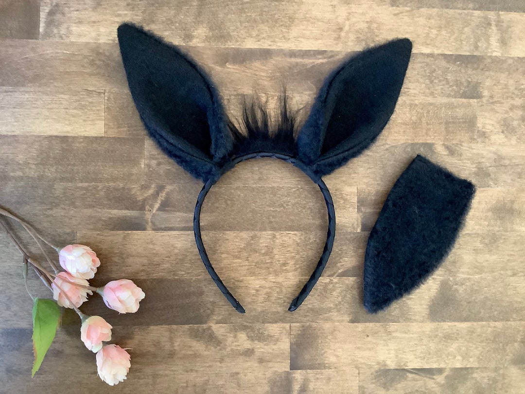 BLACK LLAMA ALPACA Costume Headband And/or Tail Black Fuzzy Baby ...