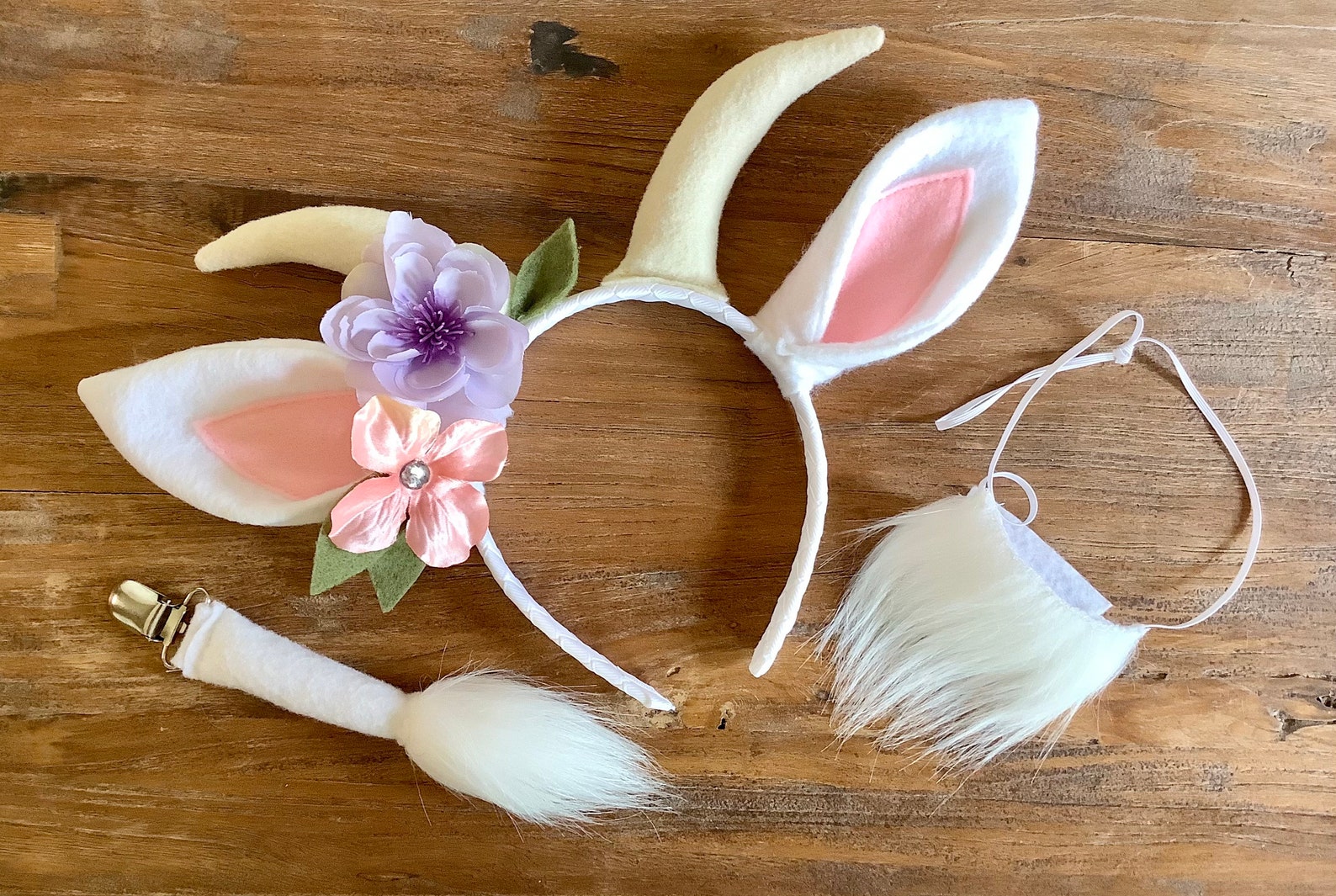 WHITE GOAT Costume Headband Ears And/or Tail Goatee Purple - Etsy