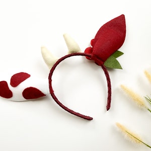 RED Velvet COW Costume Headband Ears And/or Tail, Red Flower, Toddler ...