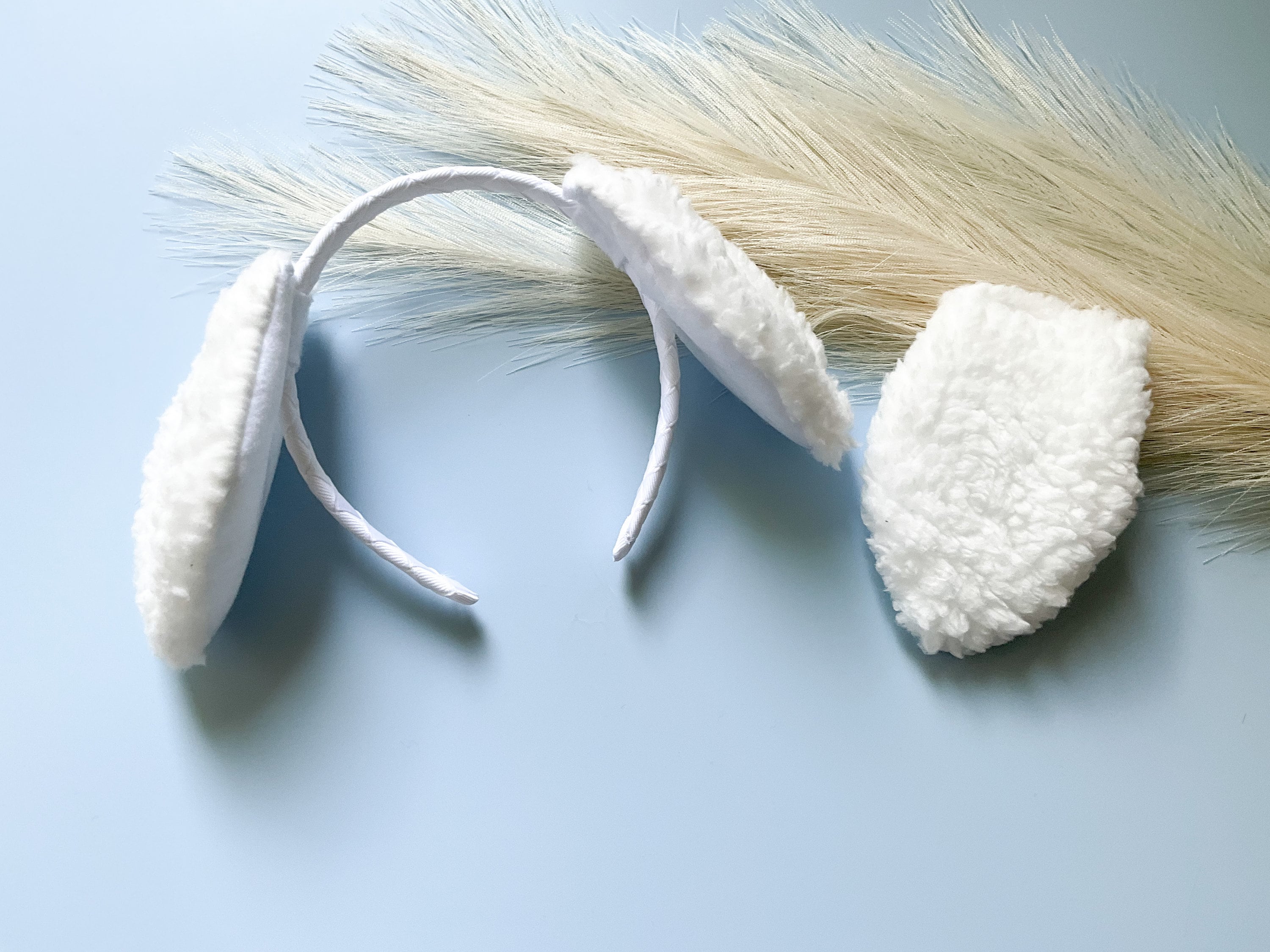 WHITE PUPPY DOG Costume Ears And/or Tail, Short Fluffy Ears Style ...