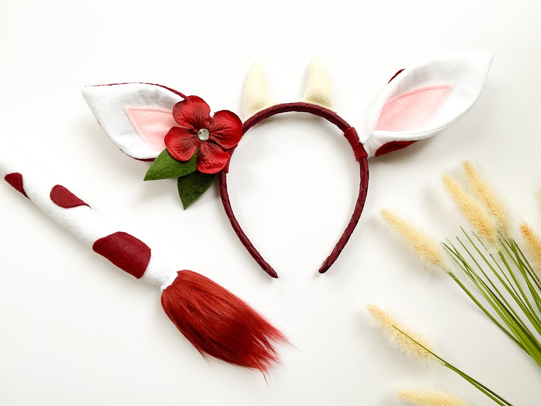 RED Velvet COW Costume Headband Ears And/or Tail, Red Flower, Toddler ...