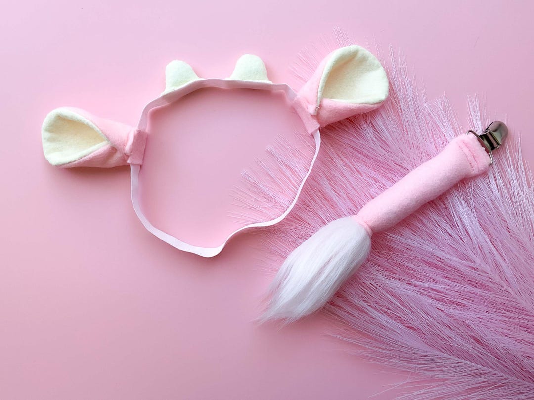 Light PINK BABY COW Calf Costume Headband Ears And/or Tail, Baby Size ...