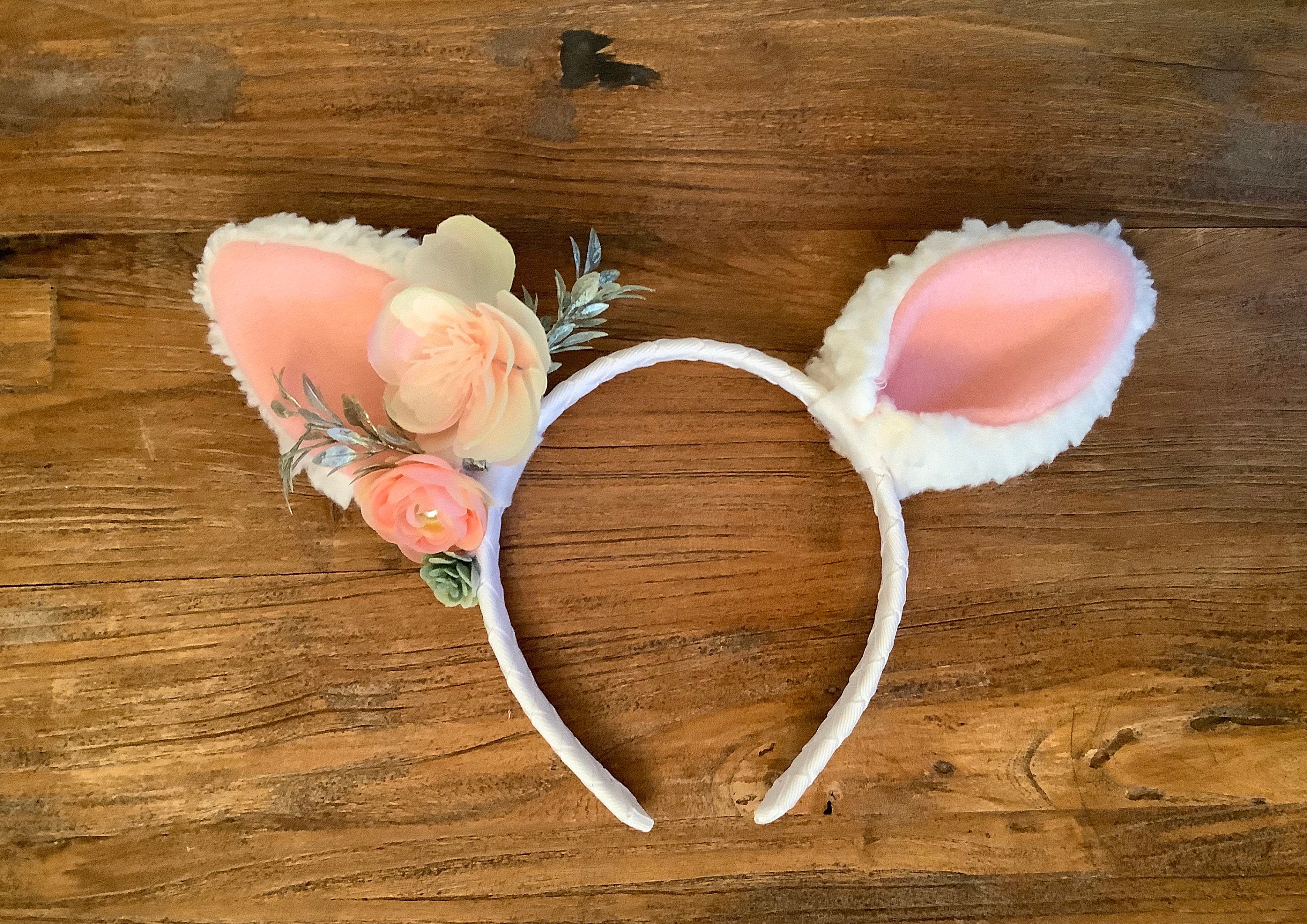 SHEEP LAMB Ears Headband PINK Inner Ear Rose Flowers Crown - Etsy