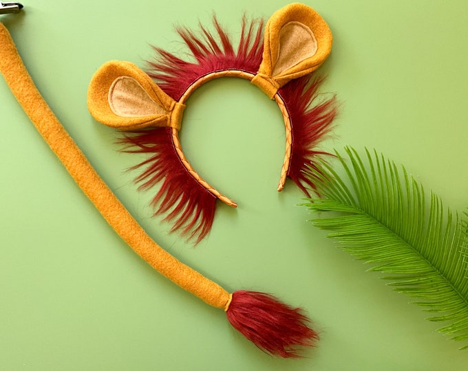 LION Ears Mane Headband And/or Tail, Golden Brown Red, Toddler Kid ...