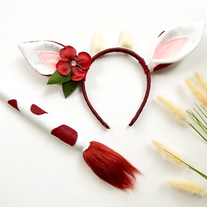 RED Velvet COW Costume Headband Ears And/or Tail, Red Flower, Toddler ...