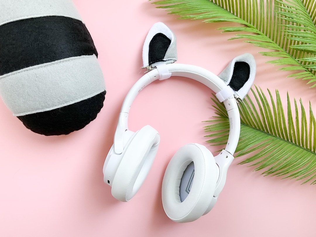 GRAY and BLACK RACCOON Ears for Headphones or Hair Clips And/or Tail ...