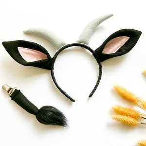 BLACK GOAT Costume Headband Ears And/or Tail, Goatee, Toddler Child ...