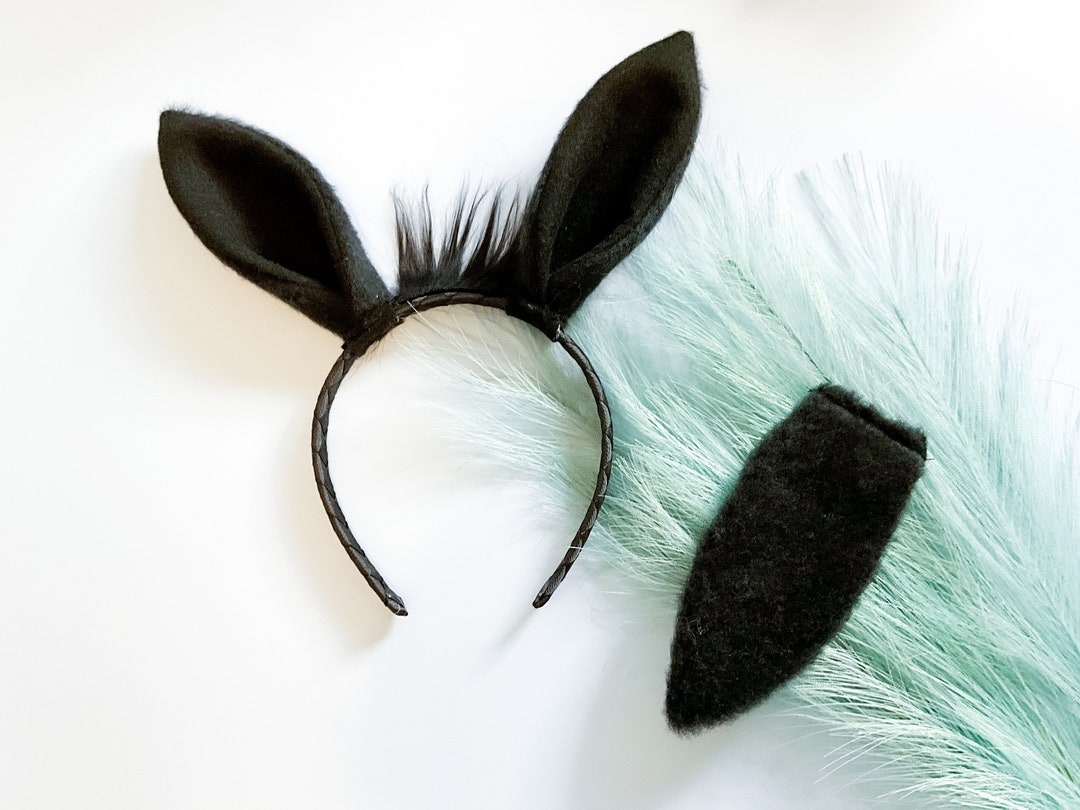 BLACK LLAMA ALPACA Ears Costume Headband And/or Tail, Black Fuzzy, Baby ...