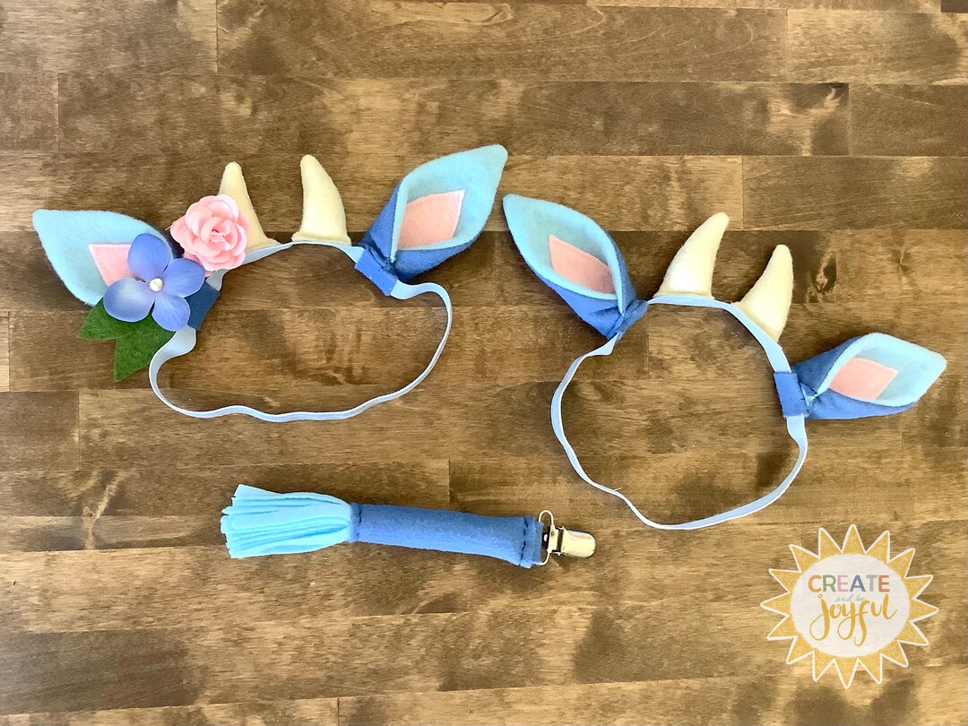 BLUE Ox Calf Costume Ears And/or Tail With/without Flowers Medium Blue ...