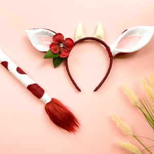 RED Velvet COW Costume Headband Ears And/or Tail, Red Flower, Toddler ...
