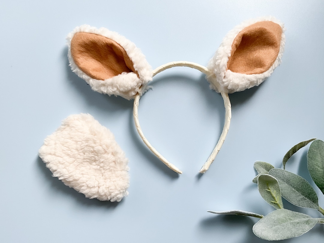 SHEEP Costume Headband And/or Tail , Ivory White and Tan, Toddler Child ...