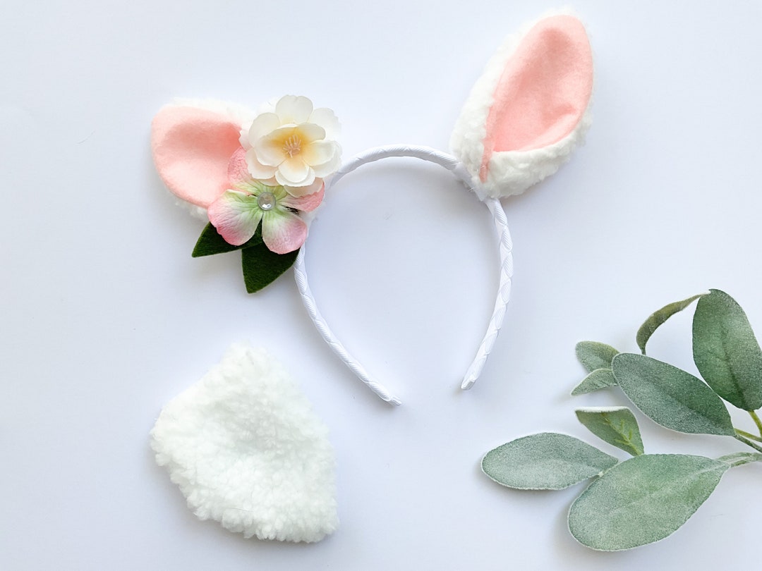 SHEEP Ears Headband And/or Tail, White With Pink Inner Ear, Optional ...