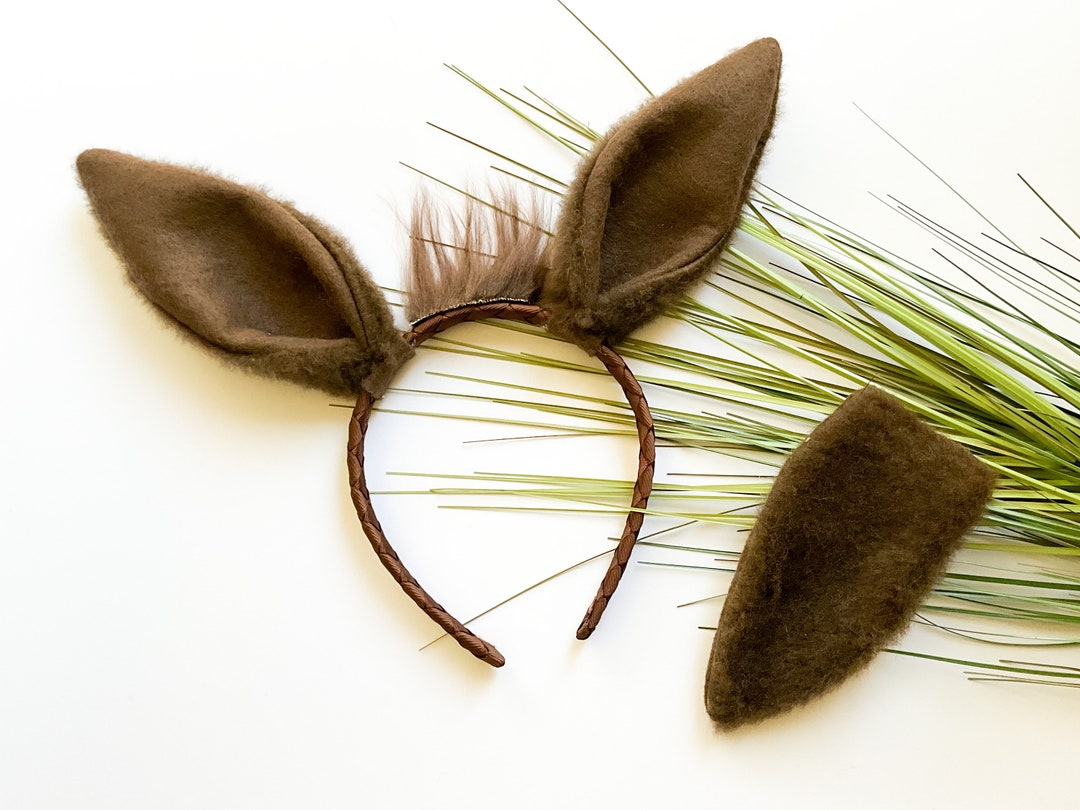 BROWN LLAMA ALPACA Ears Costume Headband And/or Tail, Dark Brown Fuzzy ...