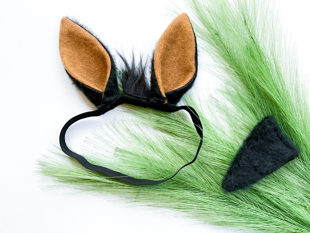 BLACK LLAMA ALPACA Ears Costume Headband And/or Tail, Black and Brown ...