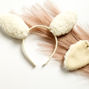 SHEEP Costume Headband And/or Tail , Ivory White and Tan, Toddler Child ...