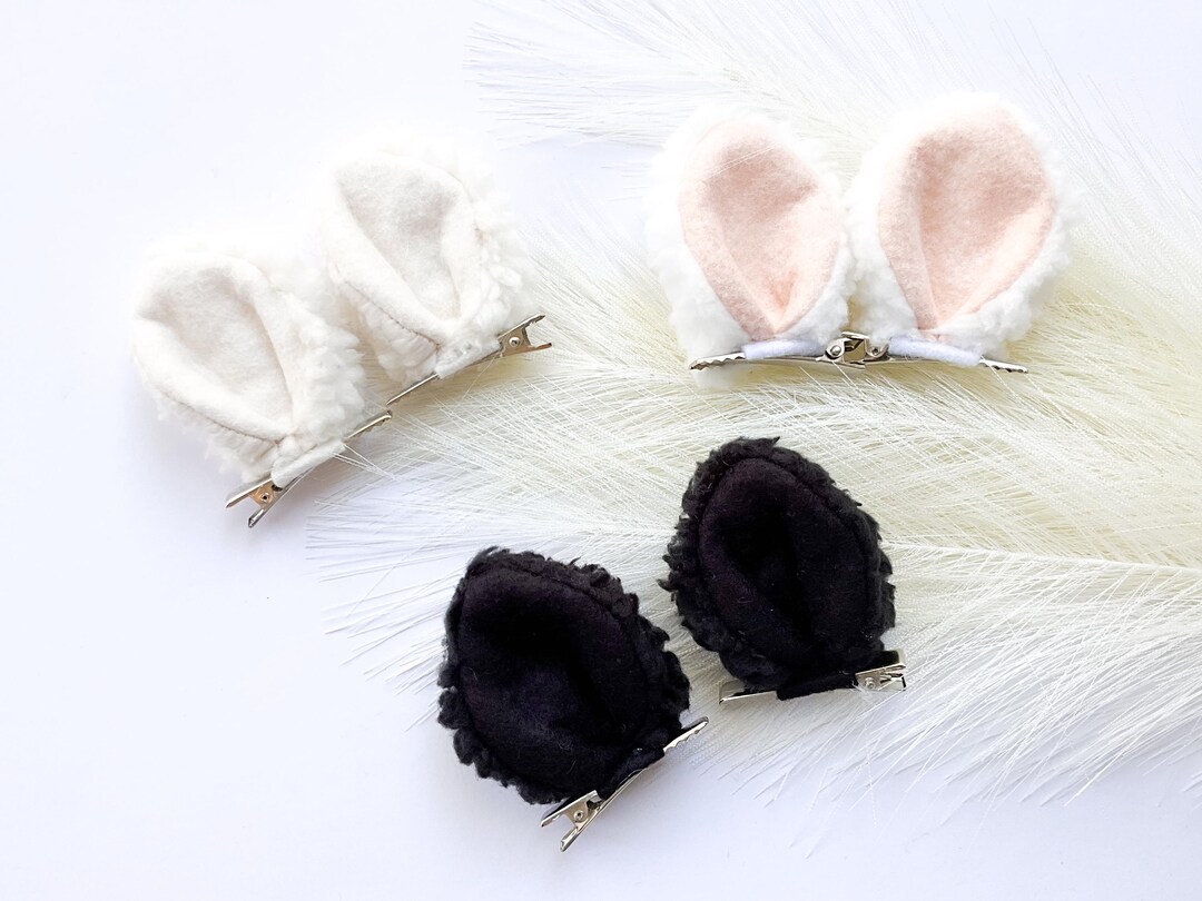 SHEEP LAMB Ears Clips as Set or Individually, Black, Ivory and White ...