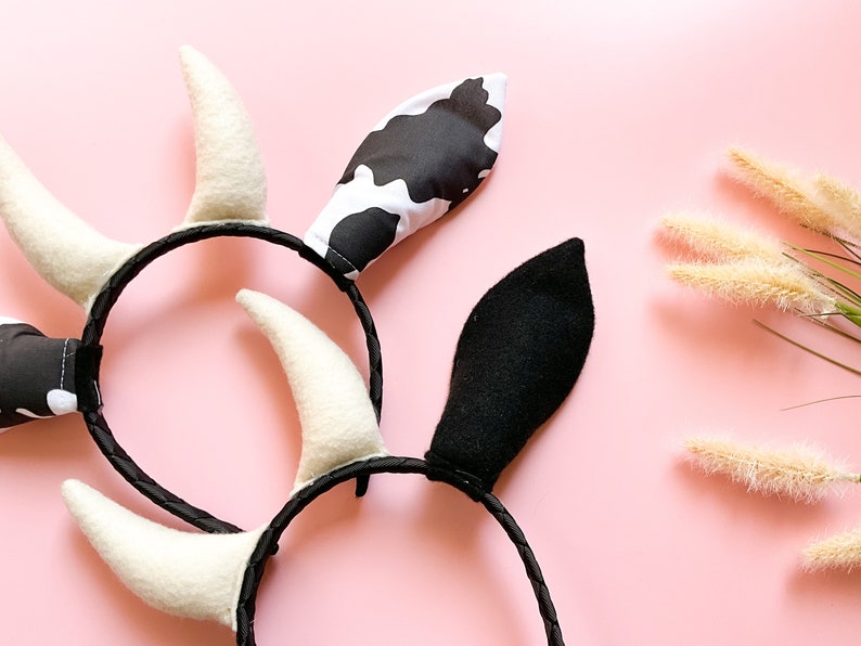 Cow Costume Headband With Ears and Tail, Spotted Animal Party - Etsy