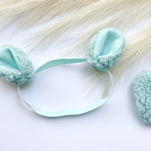 SHEEP LAMB Ears HEADBAND And/or Tail, Aqua Green Blue, Baby Toddler ...
