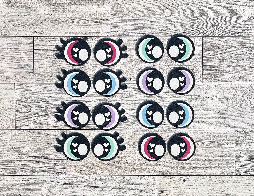 33mm Solid Color Basic Heart Felt Eyes With or Without Eyelashes, Felt ...