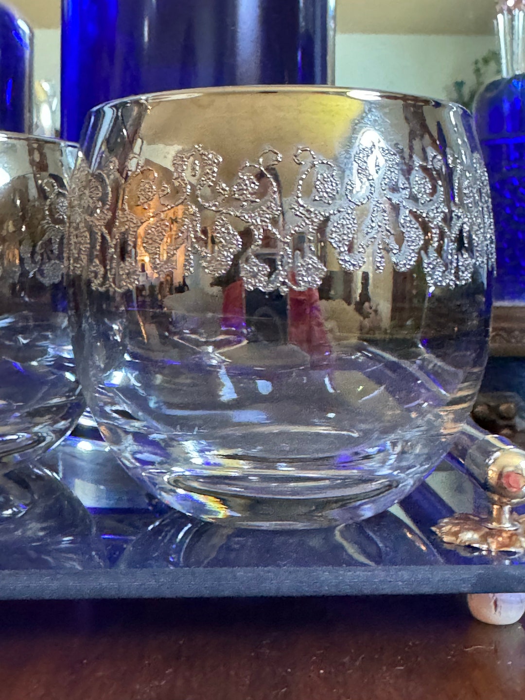 Royal Luster Mid-century Modern "silver Madeira" Lusterware Pair Roly ...