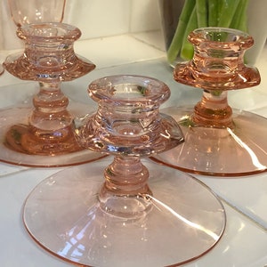 Fostoria fairfax Pink, Line 2375 Set/three 3 Candleholders, Tea Party ...