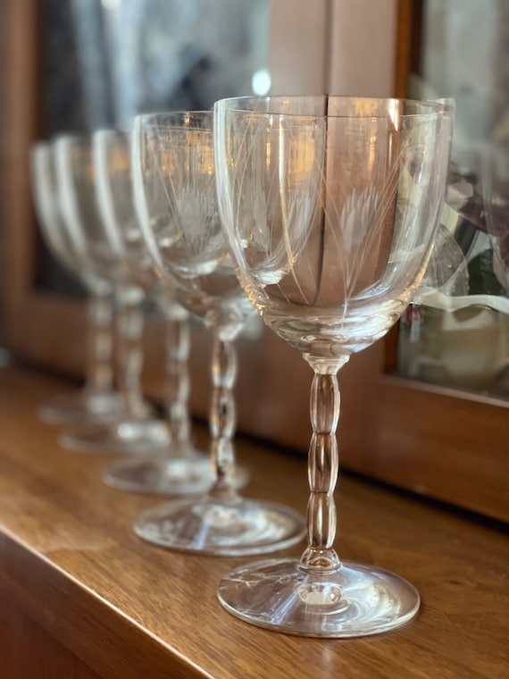 Fostoria heraldry Set of 5 Crystal Water Goblets - Etsy