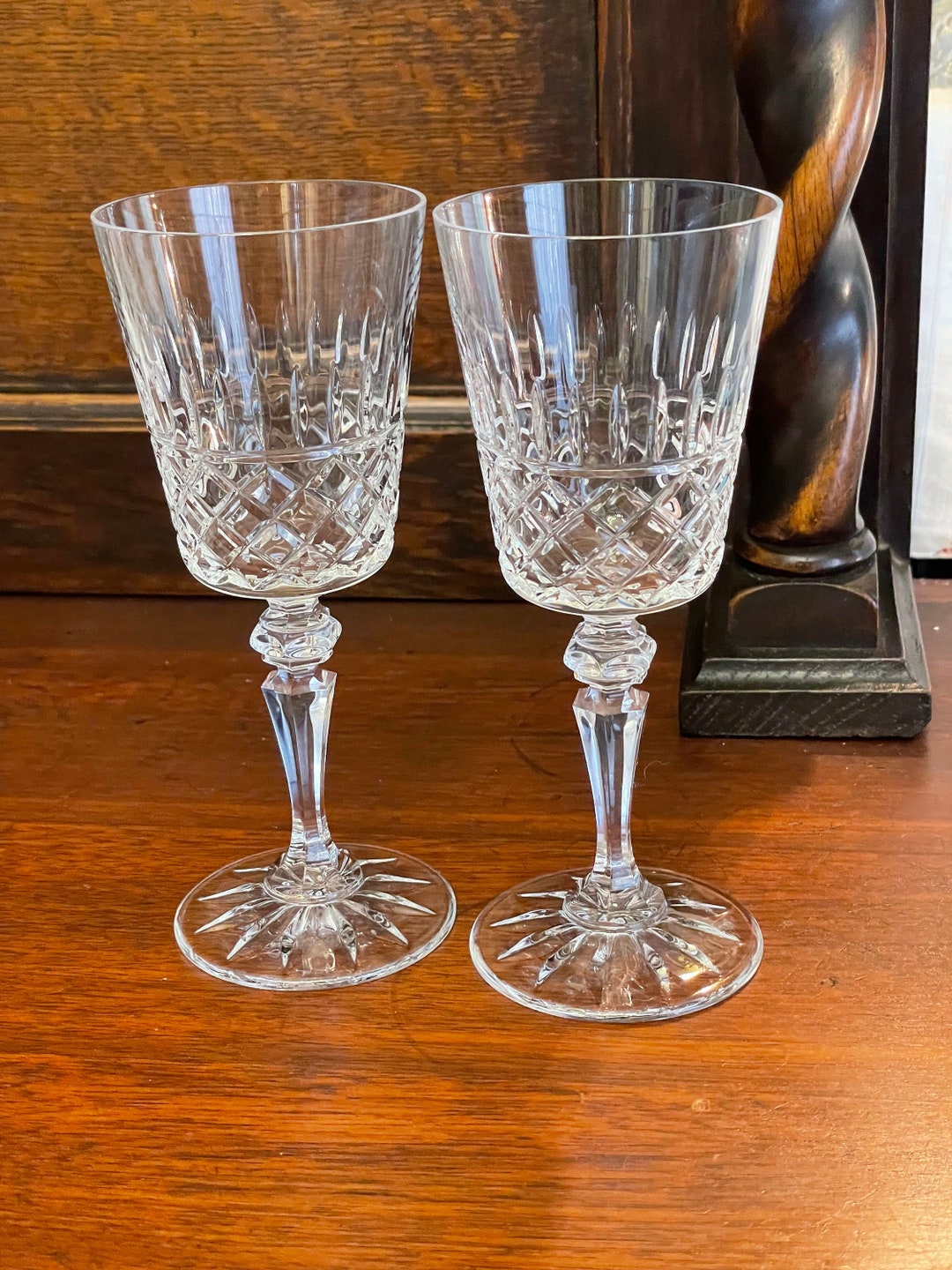 Galway Crystal "rathmore" Pair/cut Crystal Red Wine Goblets, Criss ...