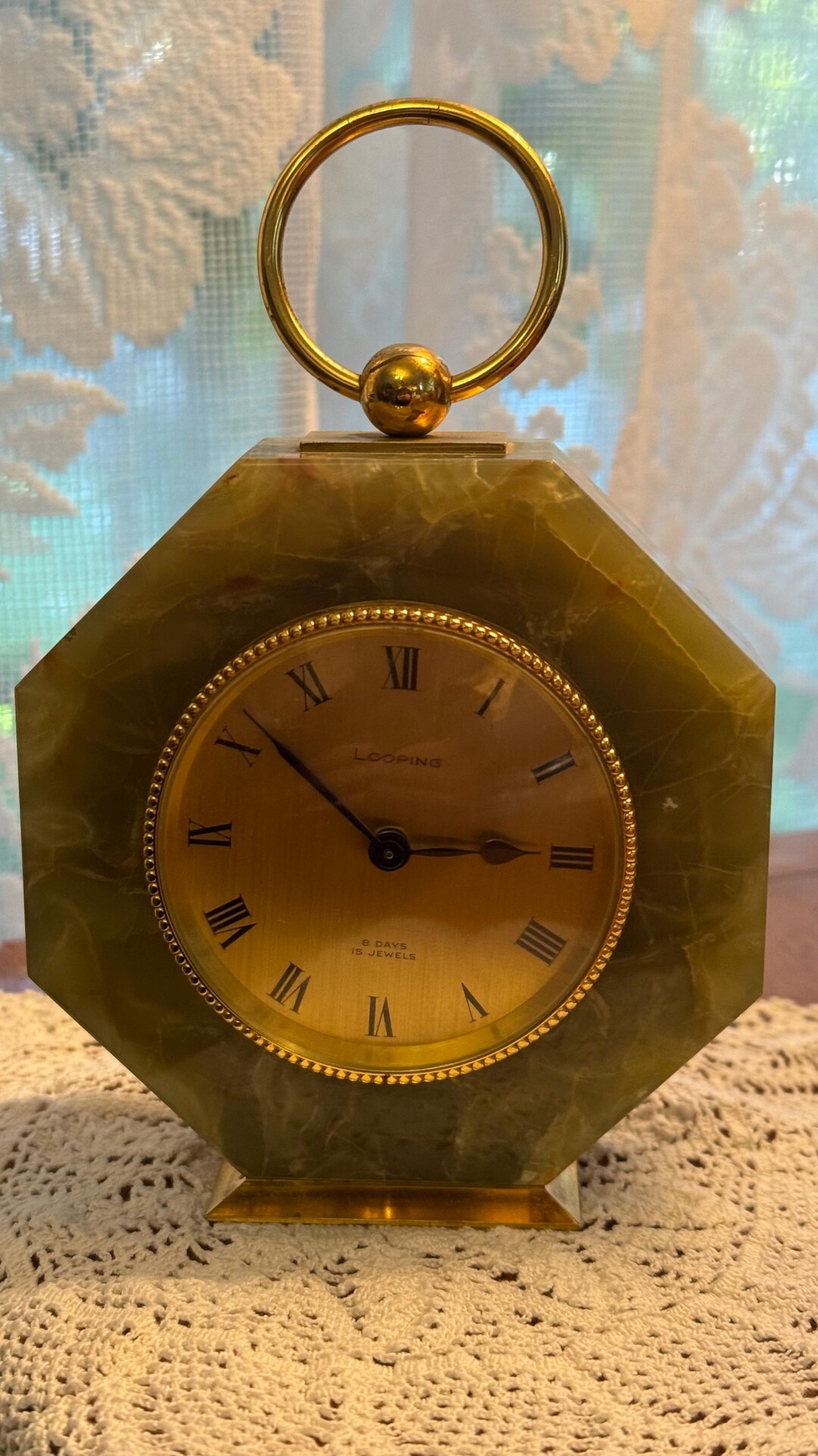 Looping Swiss Mechanical Desk Clock W/15 Jewels, 8-day Wind, Marble ...