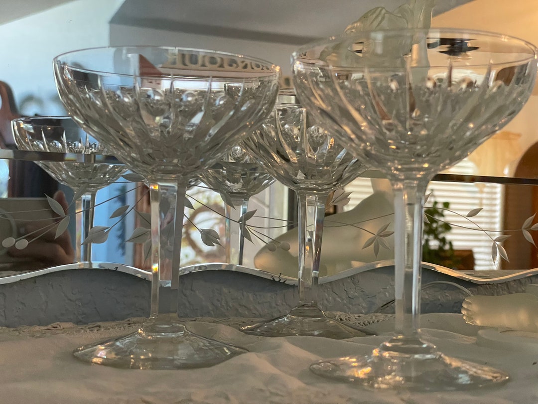 Val St. Lambert Cut Crystal "zermatt" Set/3 Champagne Coupes, Pristine ...